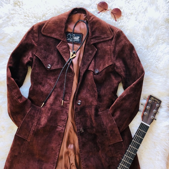 Vintage | Jackets & Coats | Vintage 6s Long Brown Leather Rawhide Coat ...